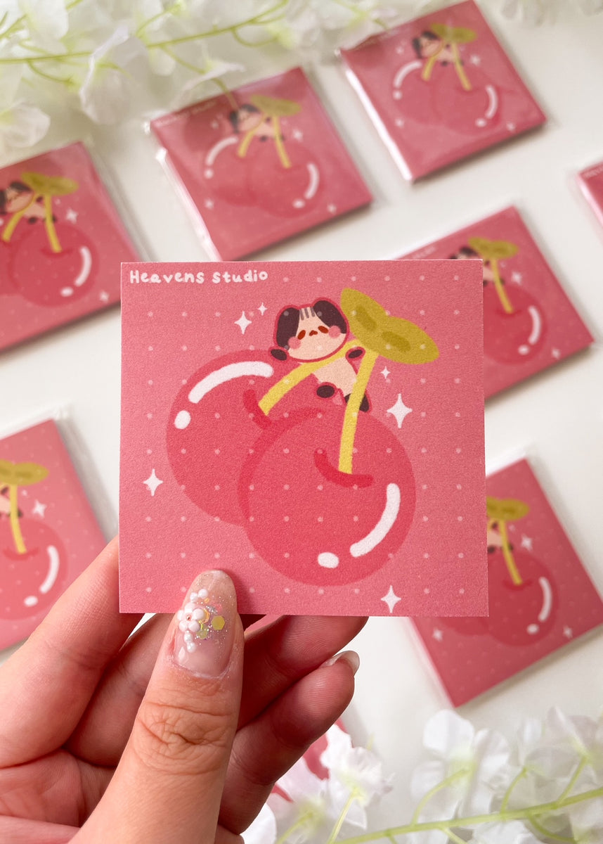 Red and Pink Cherry Sticky Notes || Cherry Post-its – Heavens Studio